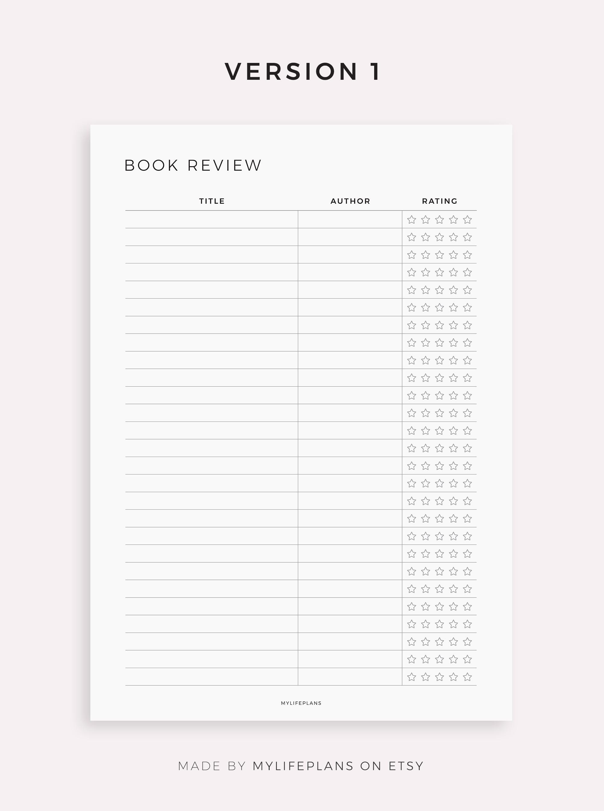 Simple Book Review Template for Kindle Scribe, Instant Download - Etsy
