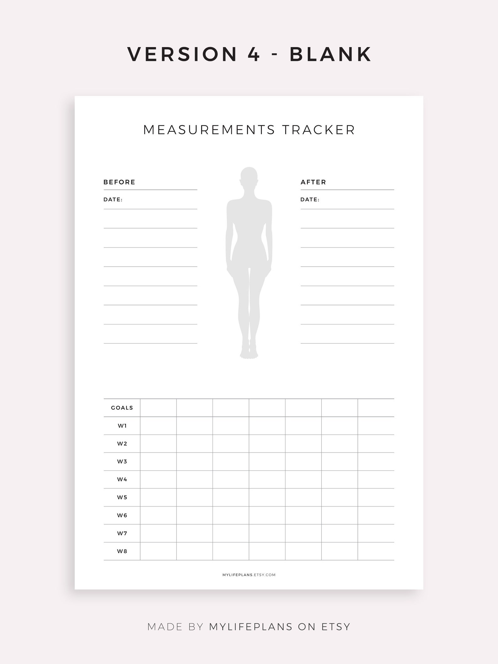 Body Measurements Tracker, 8 Week Body Transformation, Workout Progress ...