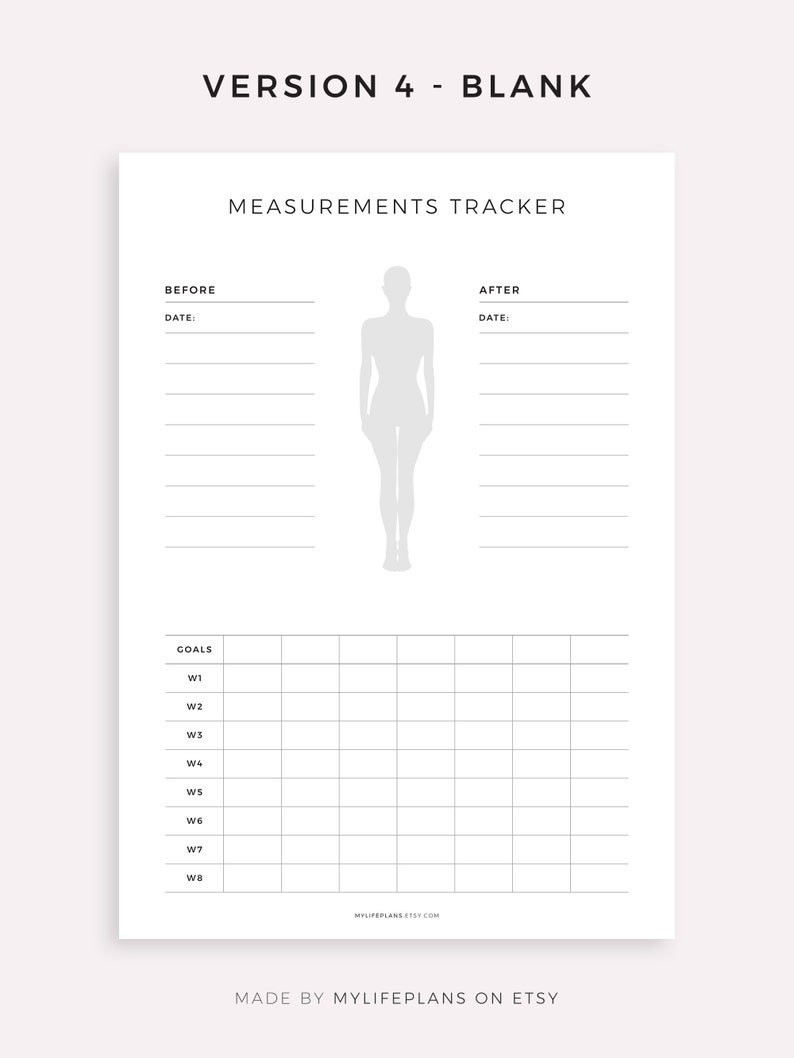 Body Measurements Tracker, 8 Week Body Transformation, Workout Progress ...