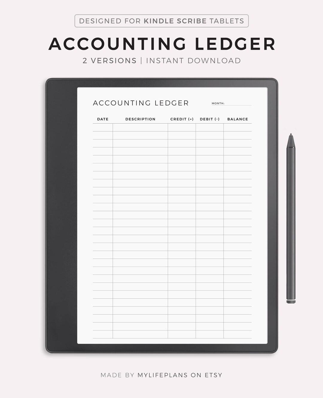 Accounting Ledger Template for Kindle Scribe, Instant Download - Etsy