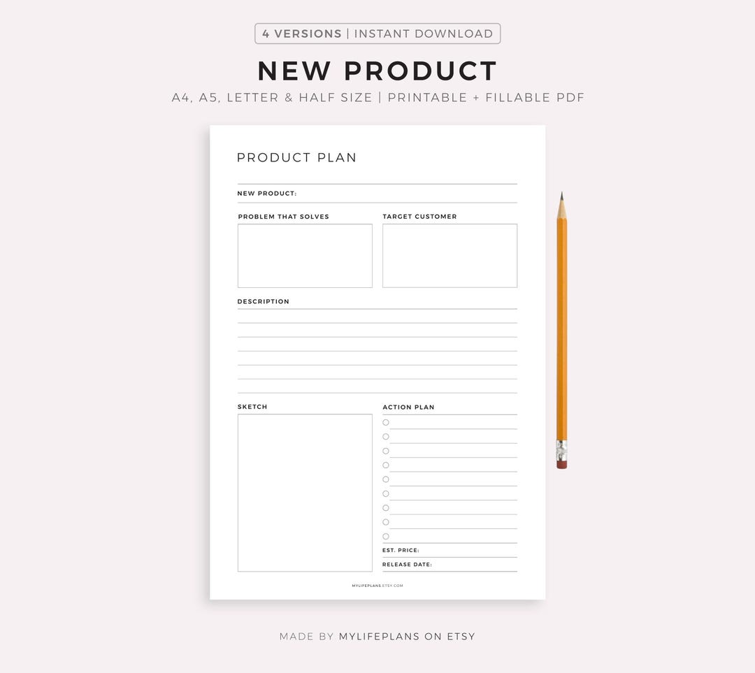 New Product Planner Printable, Product Development, Product Launch ...