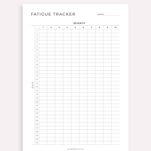 Monthly Fatigue Tracker Printable Template, Track Daily Fatigue ...