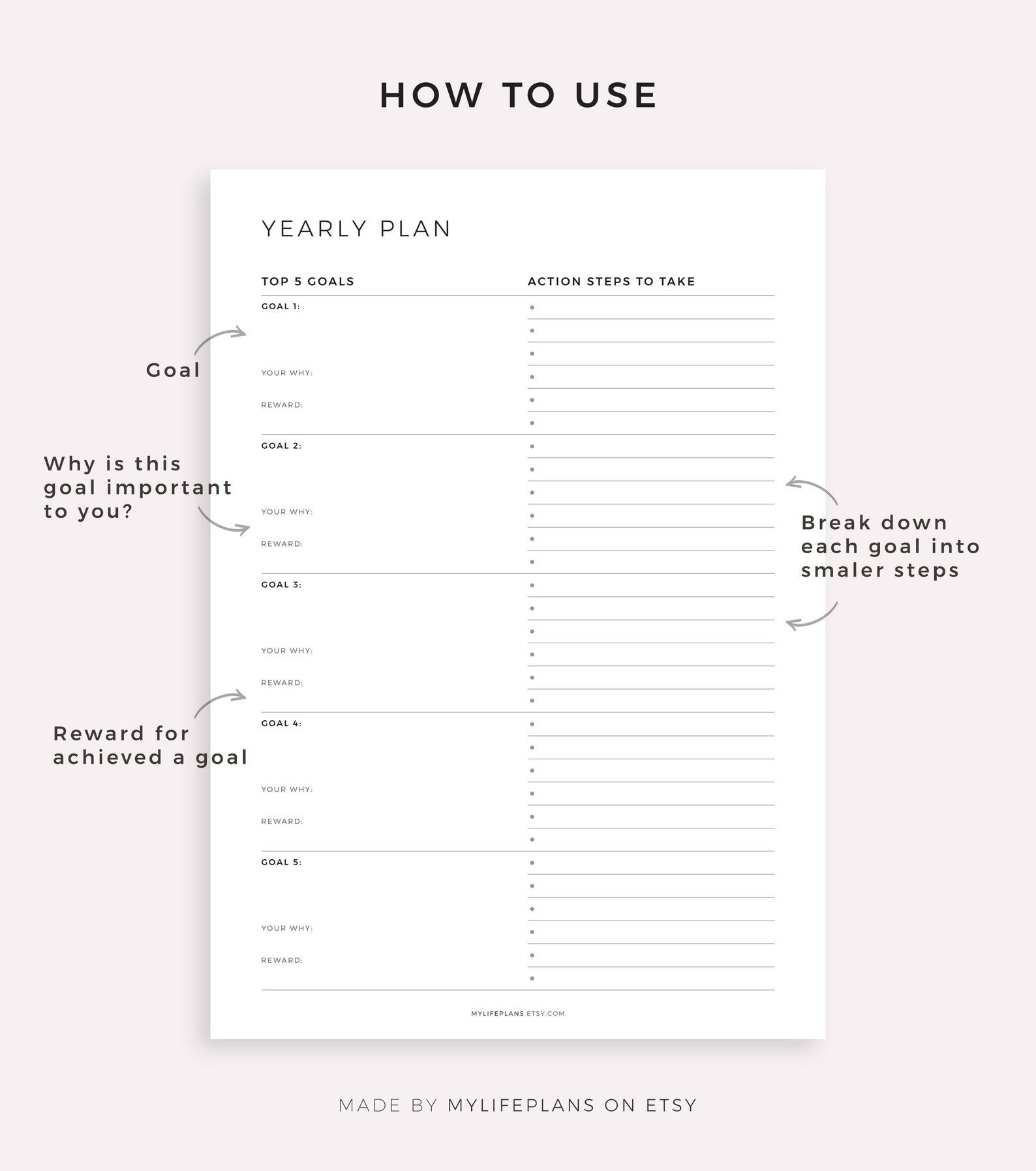Top 5 Goals - Yearly Goals, Quarterly Goals, Monthly Goals, Weekly ...