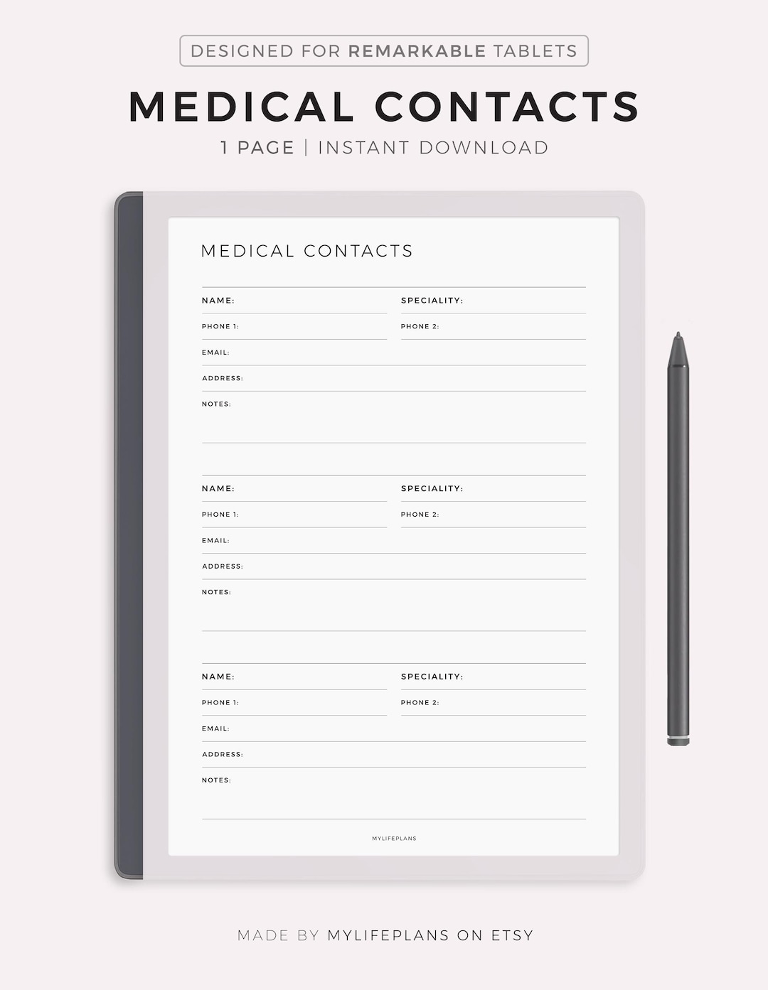 Medical Contacts List Template, Healthcare Contacts, Doctor Contacts, Health, Fitness ...