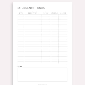 Emergency Funds Tracker Printable, Rainy Day Savings Tracker, Financial ...