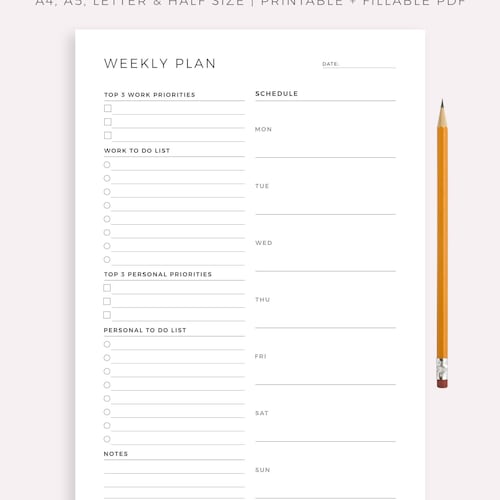 Weekly Planner Printable to Do List - Etsy