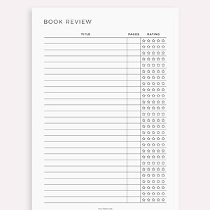 Simple Book Review Template for Remarkable Paper Pro, Book Log and ...
