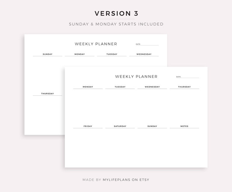 Weekly Planner Printable Landscape, Minimalist Weekly Schedule, Week at ...