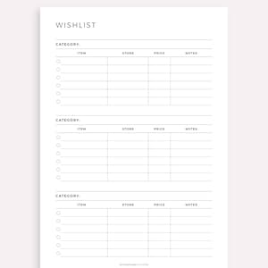 Wishlist Printable, Christmas Wish List, Holiday Wishlist Template ...