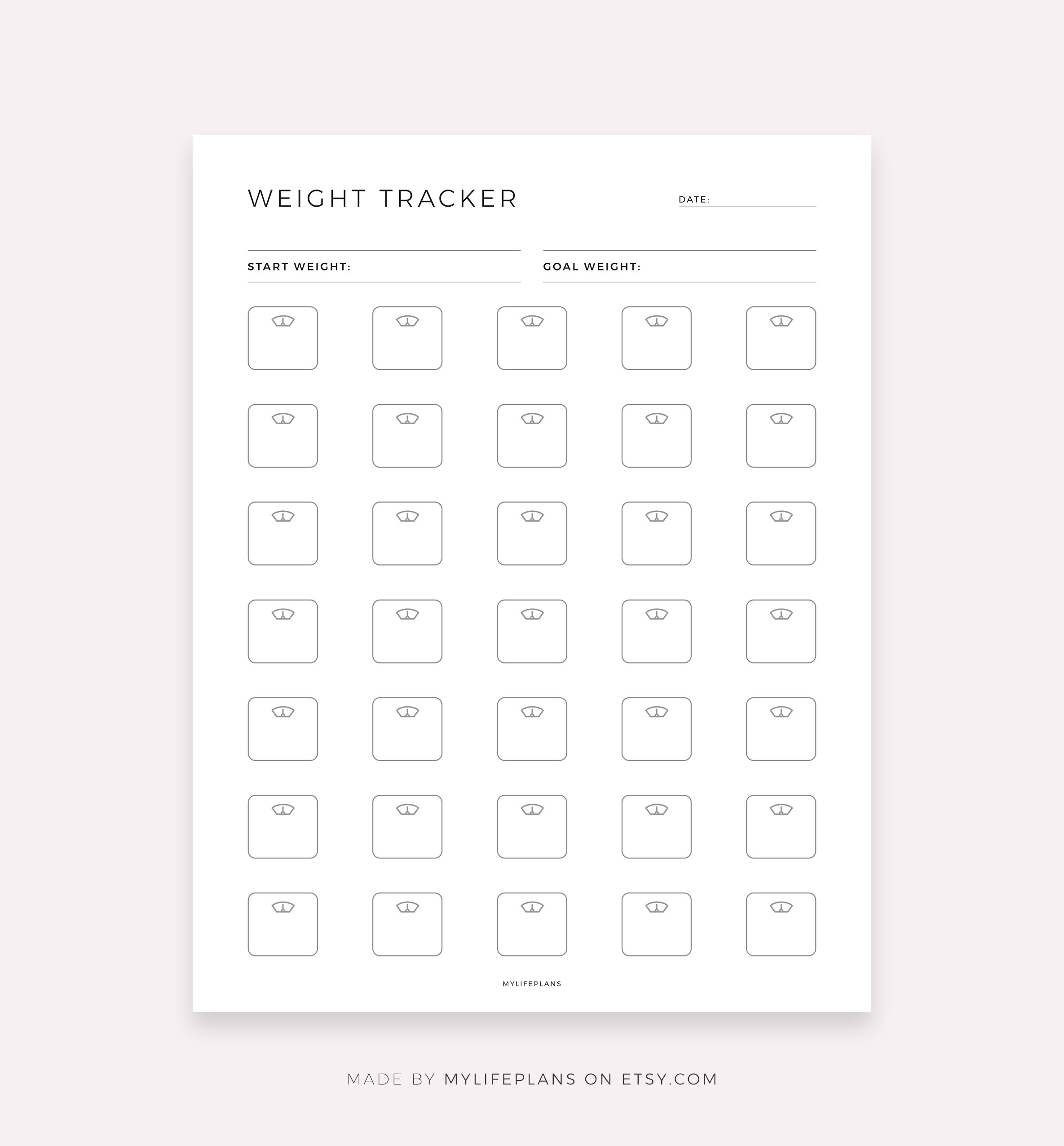Digital Weight Tracker, Weight Loss Planner, Weight Goal Tracker ...