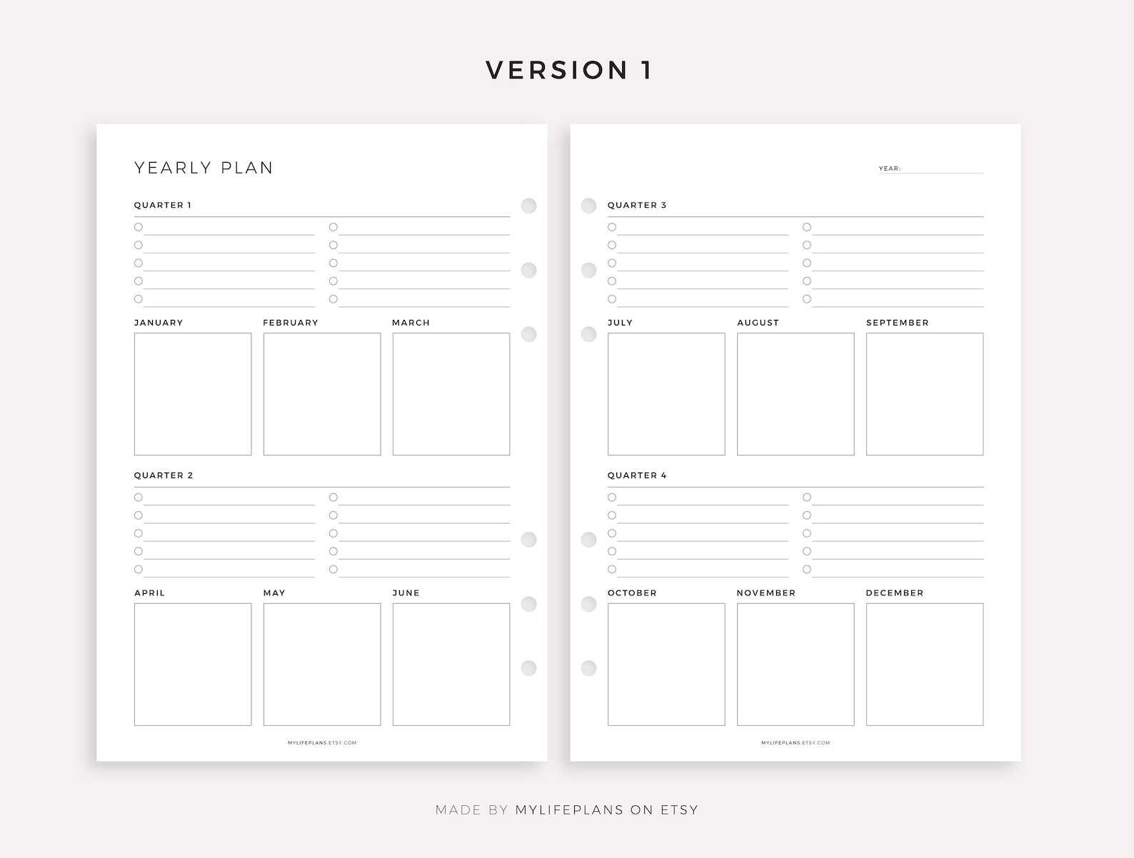 Yearly Planner Quarterly Goals Tasks & Reminders - Etsy