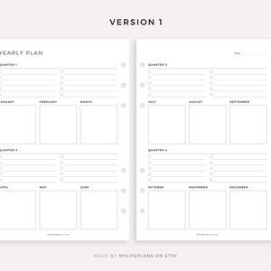 Yearly Planner, Quarterly Goals, Tasks & Reminders, A4/a5/letter/half ...