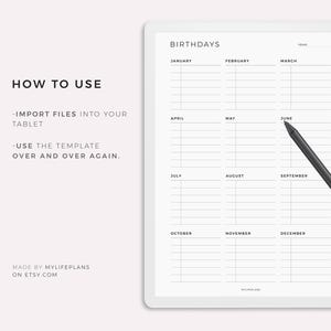 Birthday Tracker Template for Supernote A5X2/A5X/A5/A6X2/A6X/A6 ...