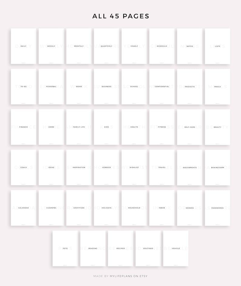 Planner Section Dashboards Printable, Minimalist Divider Inserts, A4/a5 ...