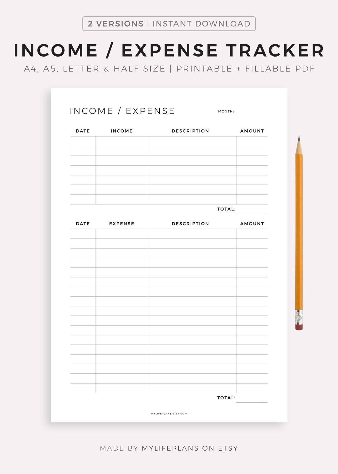 Income Tracker, Expense Tracker, Financial Planner, Monthly Budget ...
