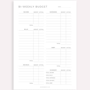 Bi-weekly Budget Planner Printable & Fillable, Budget Template PDF ...