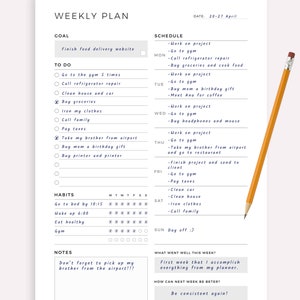 Weekly Planner Printable, Weekly Goal Planner, Weekly to Do List ...