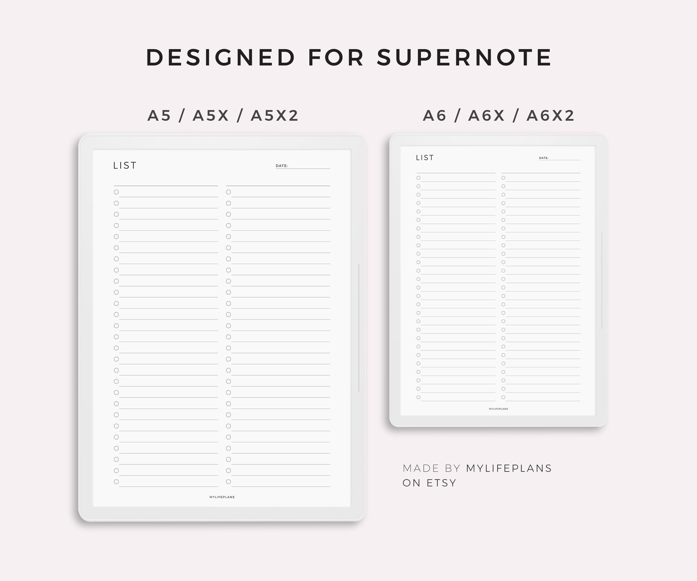 Blank Checklist Template for Supernote A5X2/A5X/A5/A6X2/A6X/A6, Instant ...