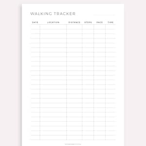 Walking Tracker Printable, Walking Journal, Walking Log, Daily Exercise ...
