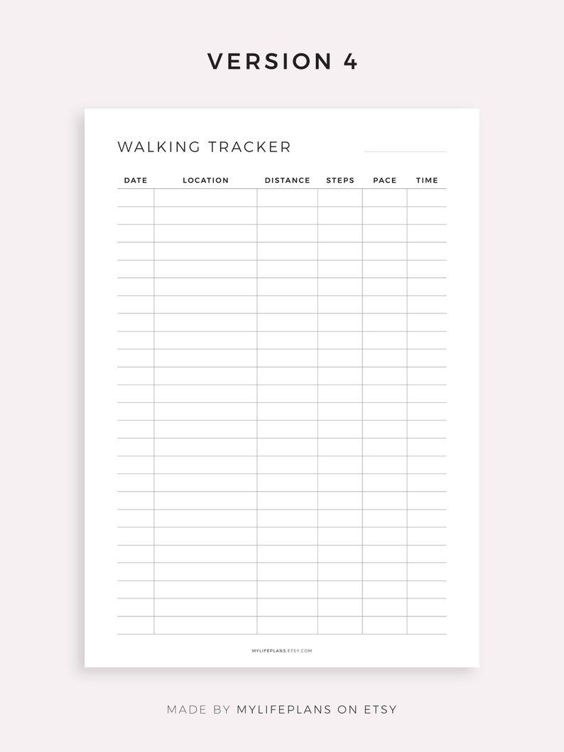 Walking Tracker Printable Walking Journal Walking Log Daily - Etsy UK