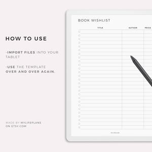 Book Wishlist Template for Supernote A5X2/A5X/A5/A6X2/A6X/A6, Book ...
