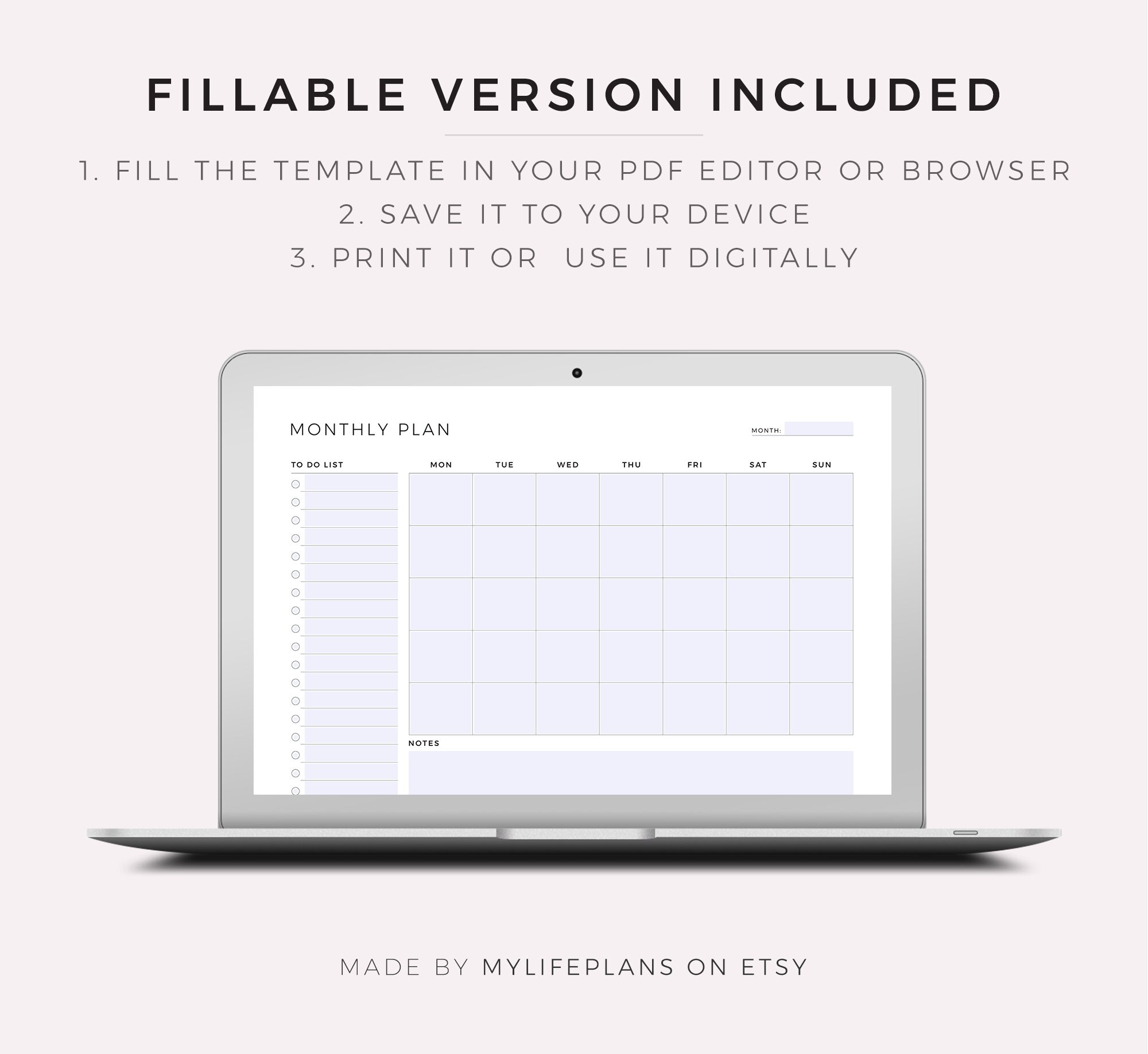 Monthly to Do List Printable Planner, Productivity Monthly Planner ...