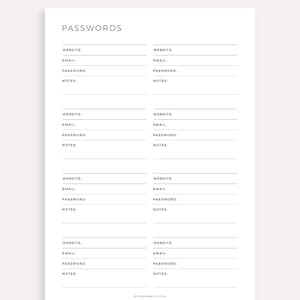 Printable Password Tracker Fillable, Password Organizer, Password Log ...
