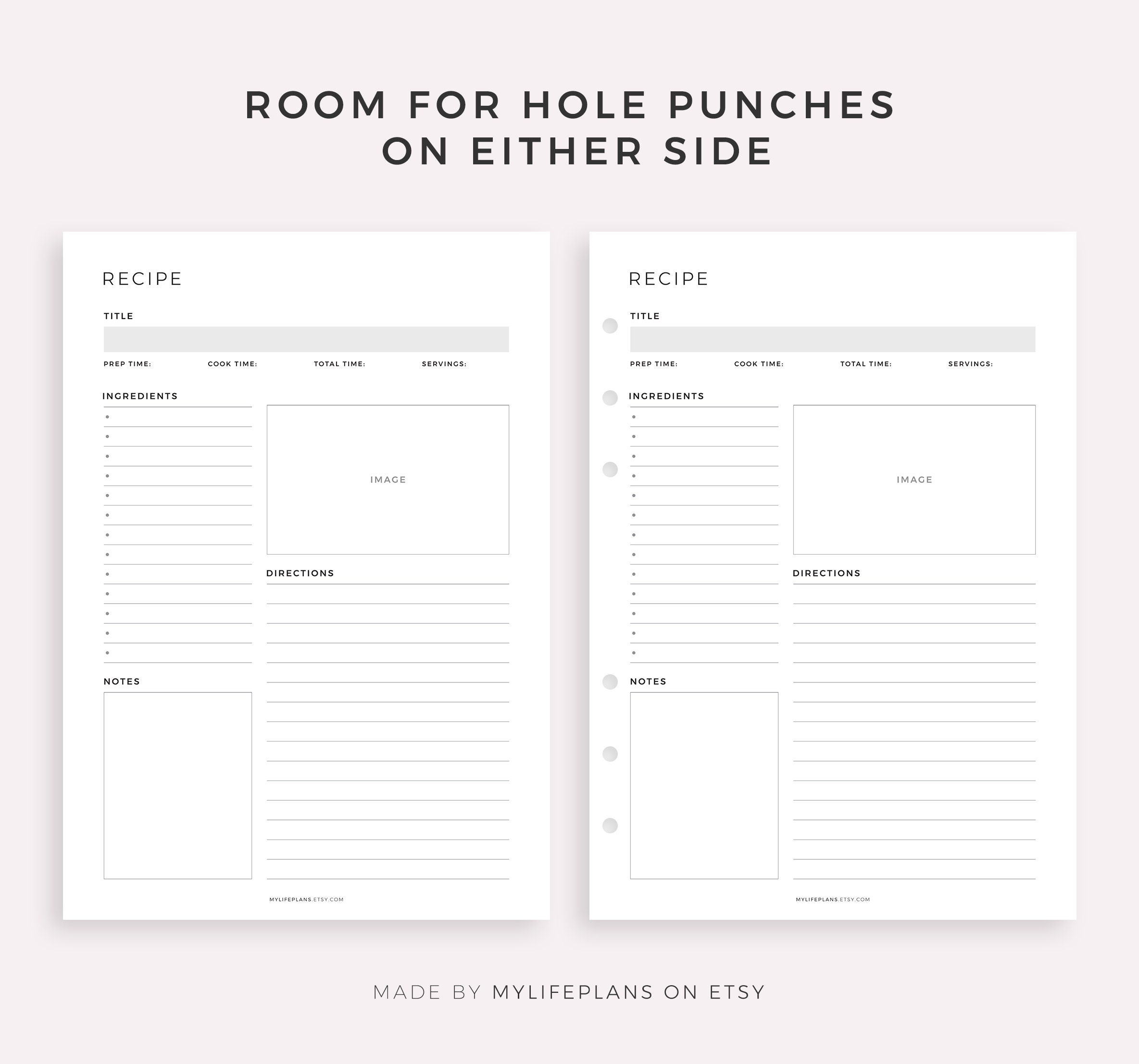 Recipe Book Template Printable Blank Recipe Page Cook Book - Etsy