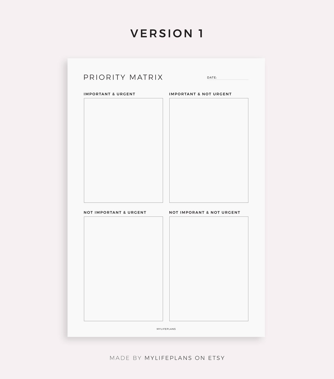 Priority Matrix Planner for Remarkable 2, Decision Matrix, Eisenhower ...