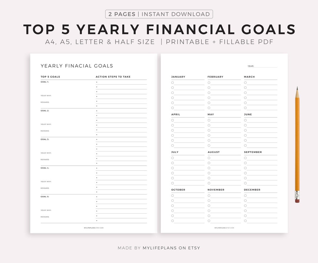 Top 5 Yearly Financial Goals, Goal Setting, Goal Planning, Plan for ...