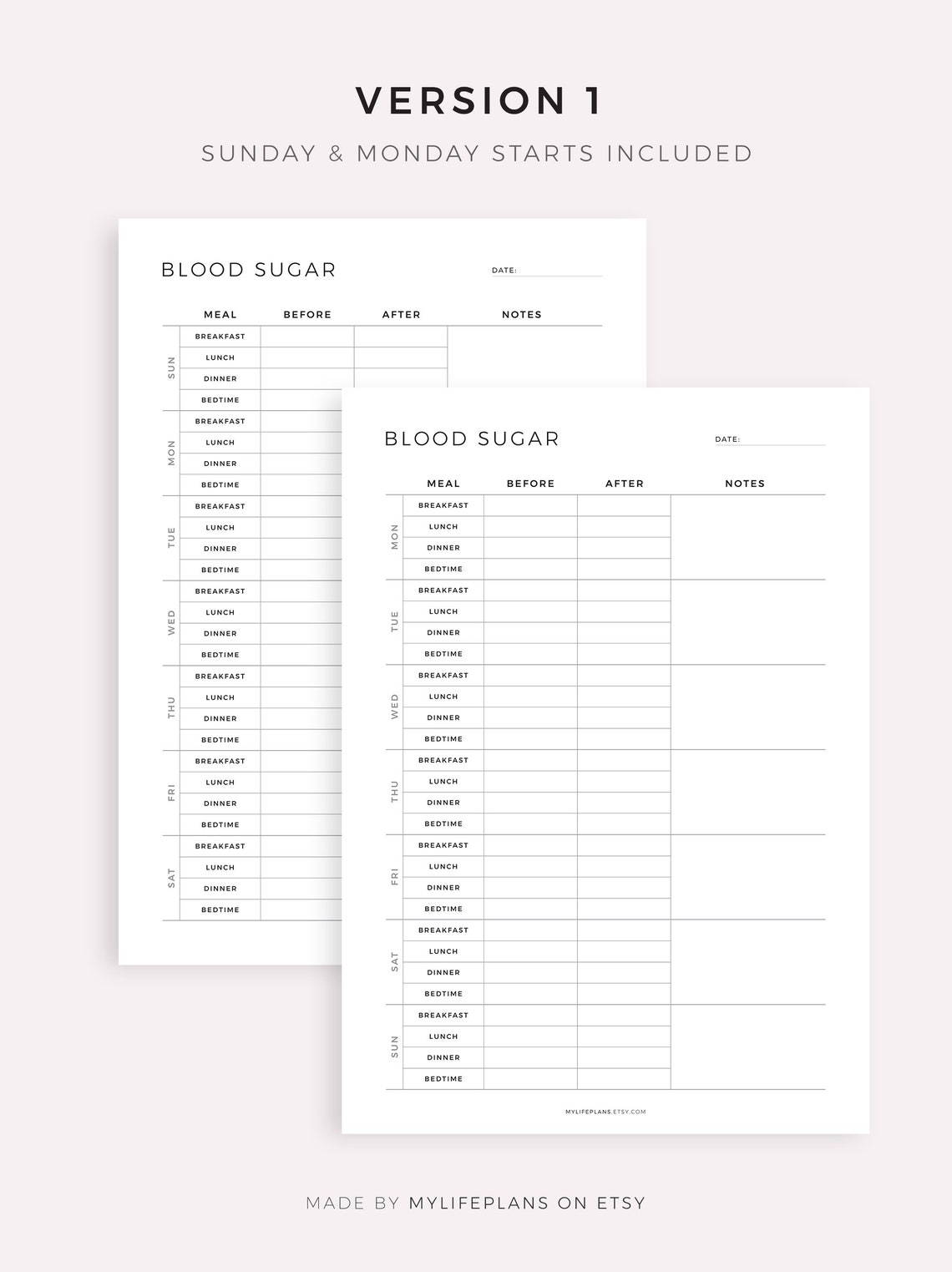 Blood Sugar Tracker Printable Template, Blood Glucose Tracker, Diabetic ...
