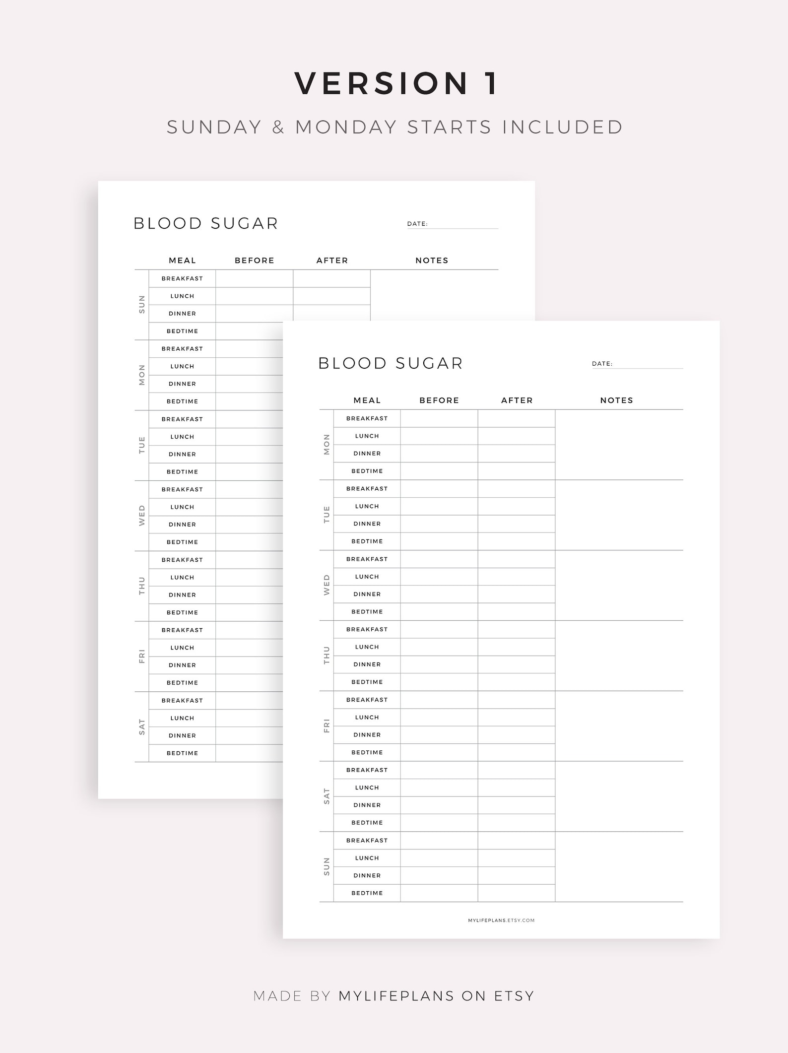Blood Sugar Tracker Printable Template Blood Glucose Tracker - Etsy ...