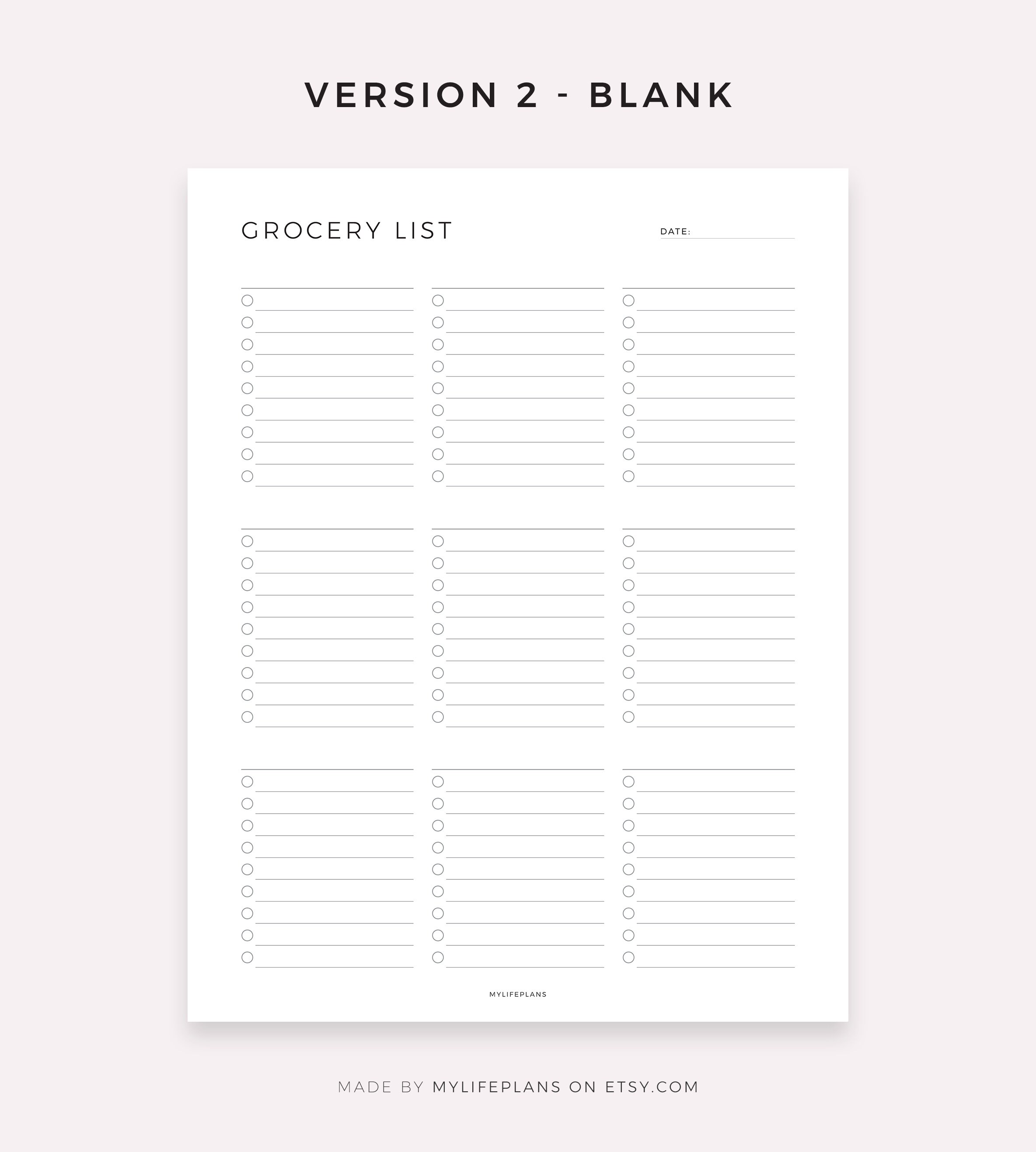 Digital Grocery List Template, Grocery Planner, Food Shopping List ...