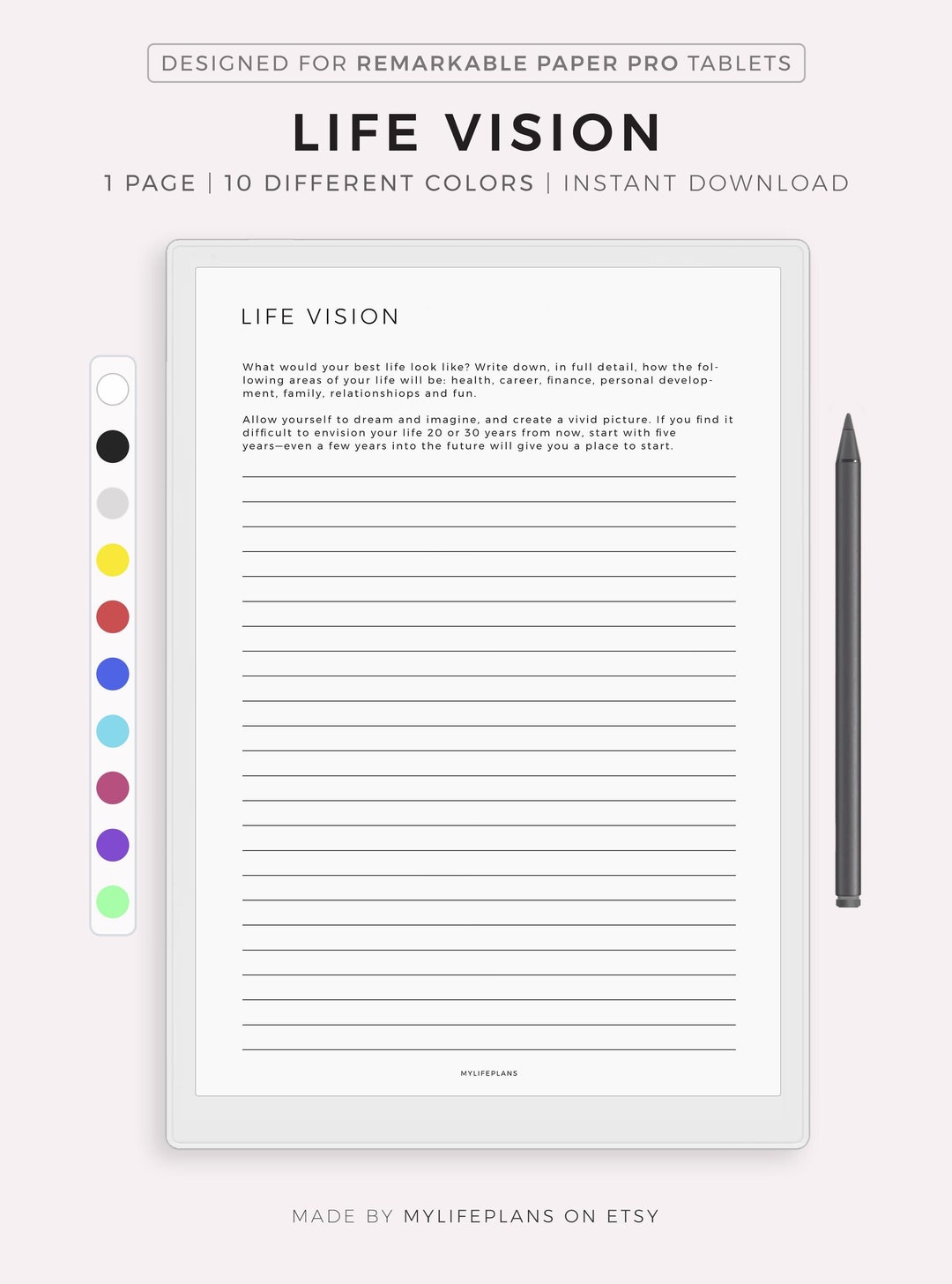 Life Vision Planner, Dream Life, My Future Life, My Best Life, Goal ...