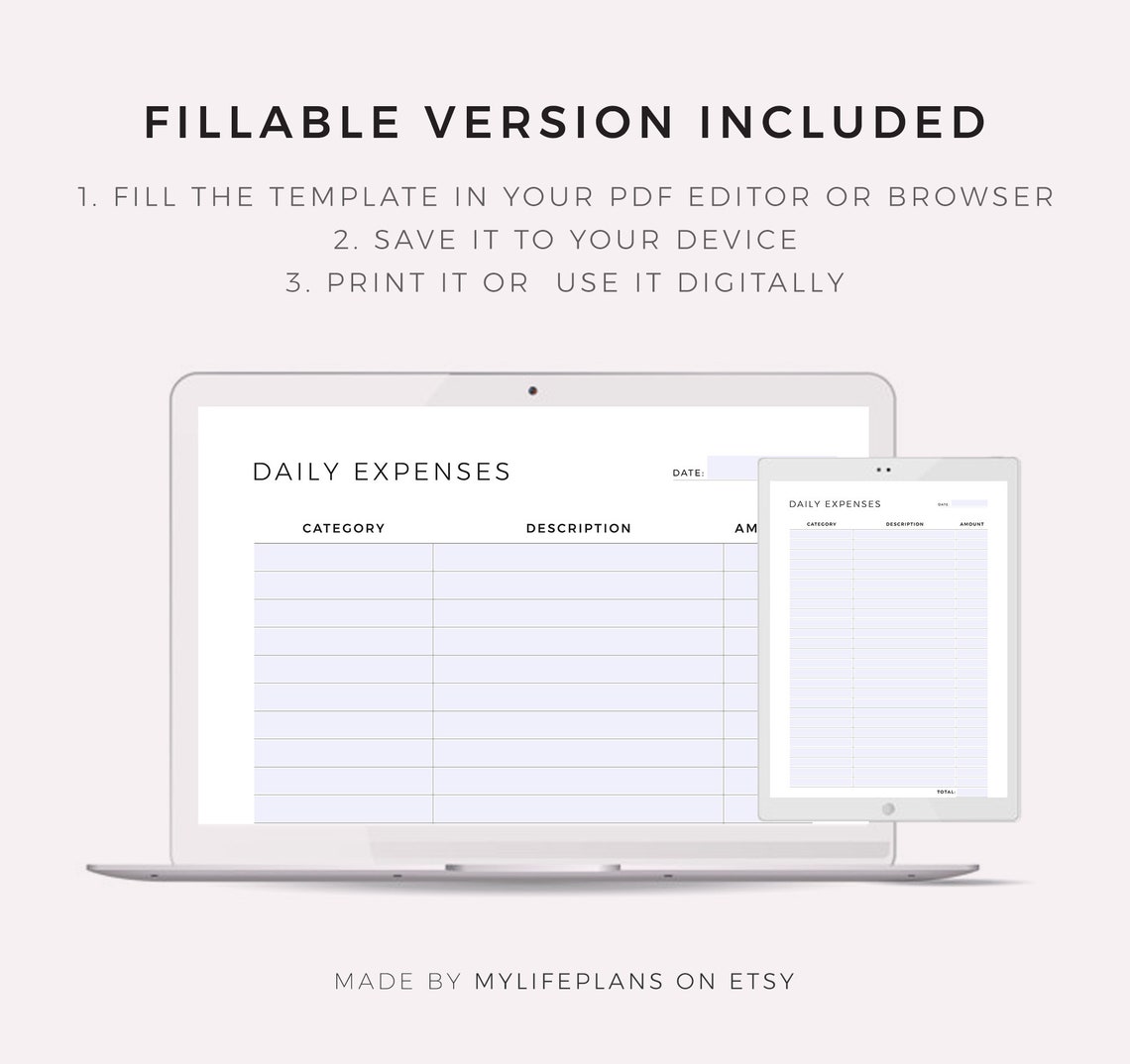 Daily Expenses Tracker Printable, Spending Tracker, Budget Tracker, A4 ...
