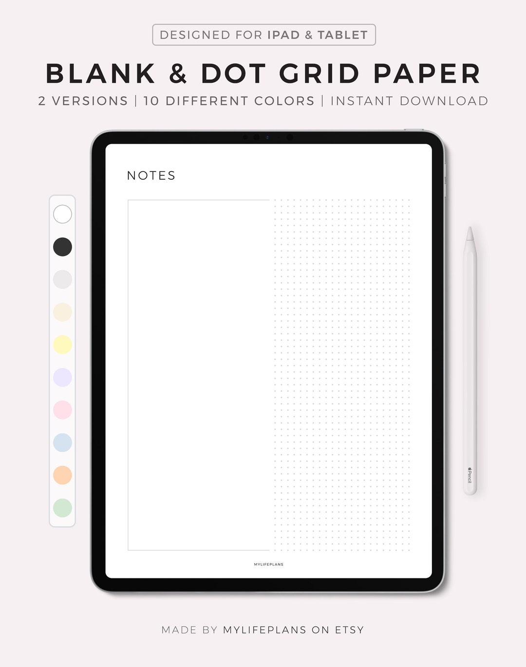 Blank & Dot Grid Paper, Digital Template for iPad and Tablet Annotation ...