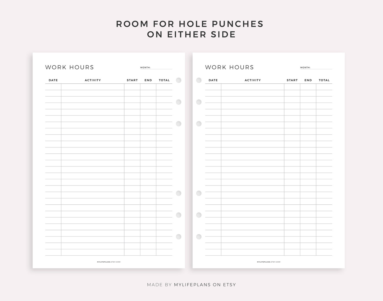 Working Hours Log Printable, Work Time Tracker, Activity Tracker, Time ...