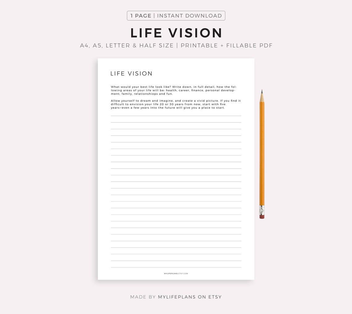 Life Vision Planner, Dream Life, My Future Life, My Best Life, Goal ...