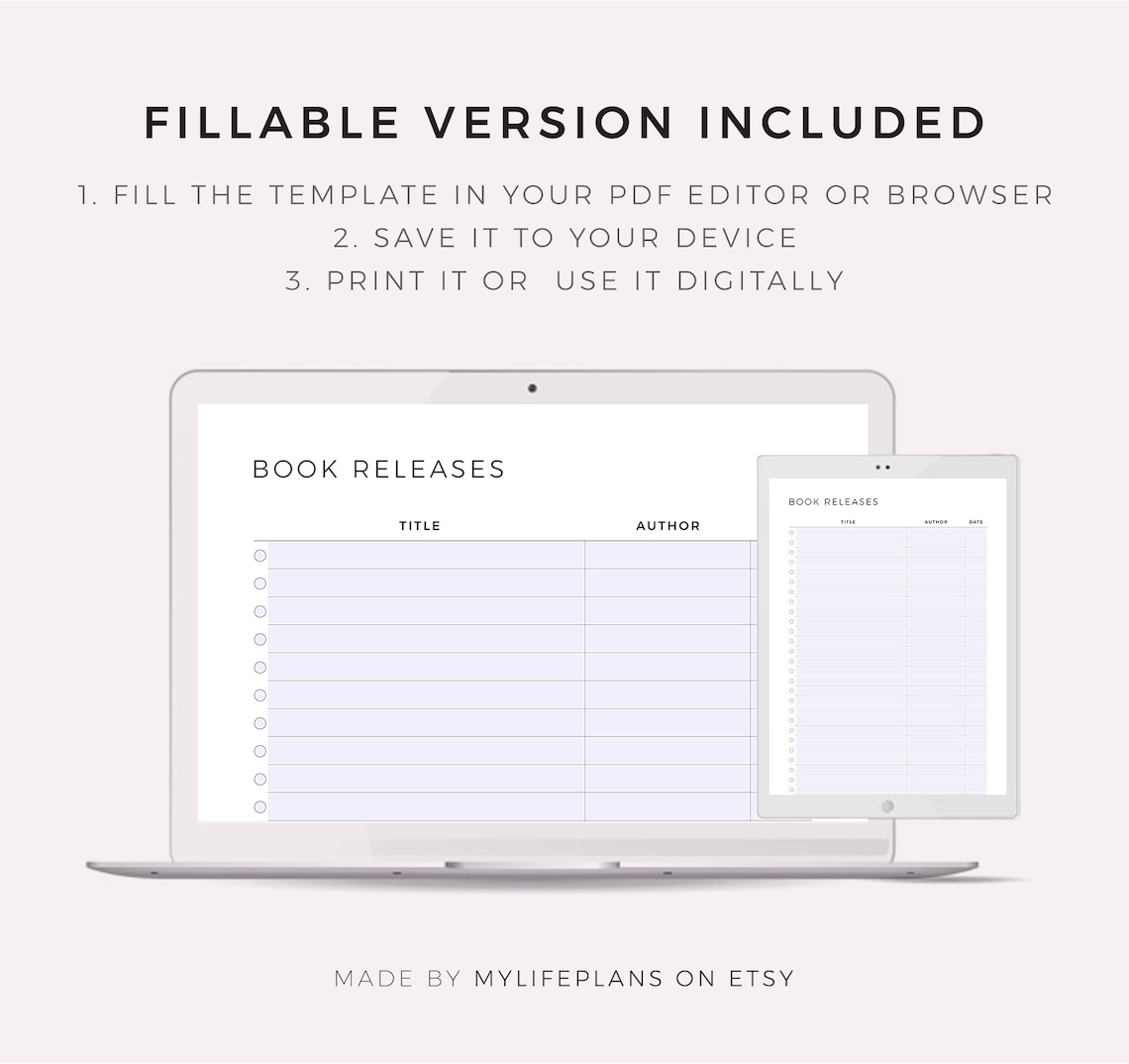 New Book Releases Tracker Printable, Books to Buy Reminder, Upcoming ...