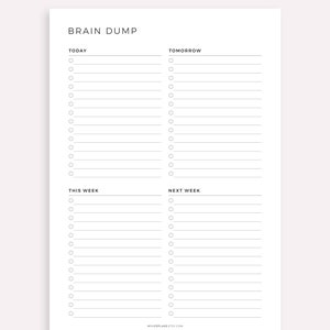 Brain Dump Printable, Priorities Organizer, to Do List Template, Get It ...