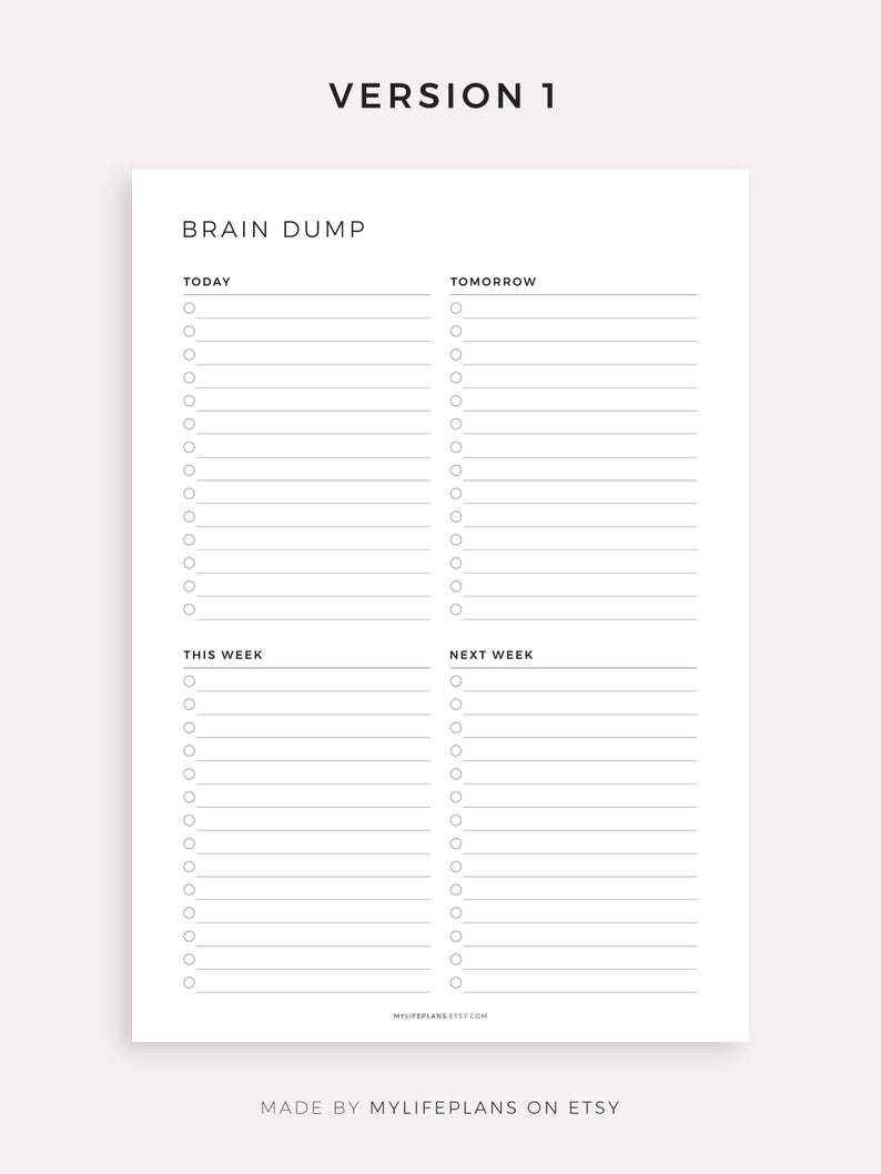 Brain Dump Printable Priorities Organizer to Do List - Etsy