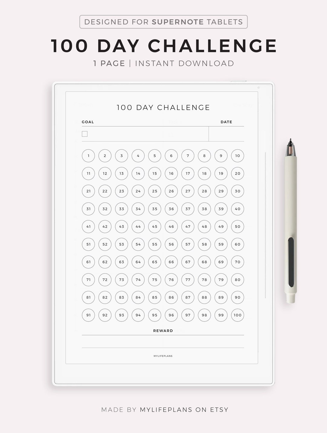 100 Day Challenge, Goal Setting, Progress Tracker, Habit Forming ...