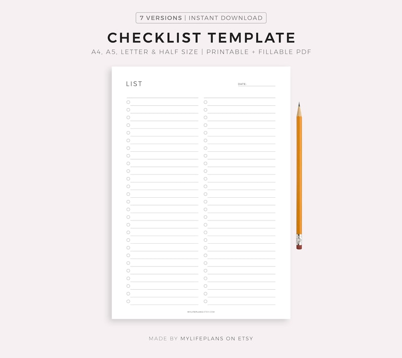 Blank Checklist Template Printable & Fillable, Simple Checklist ...