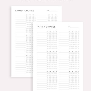 Weekly Family Chores Printable, House Responsibilities 4- 6 People ...