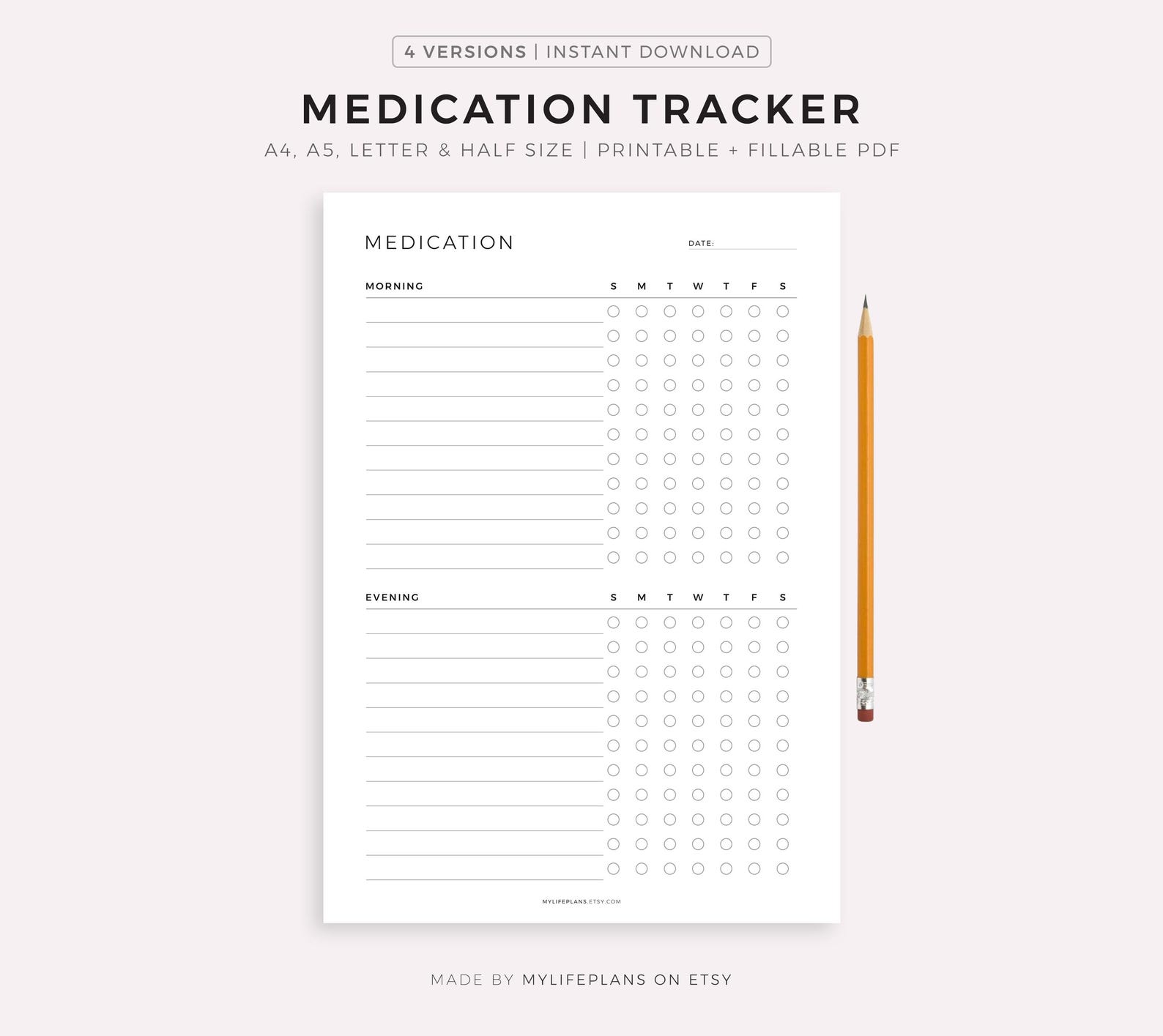 Daily Medication Tracker Printable, Medication Intake Reminder ...
