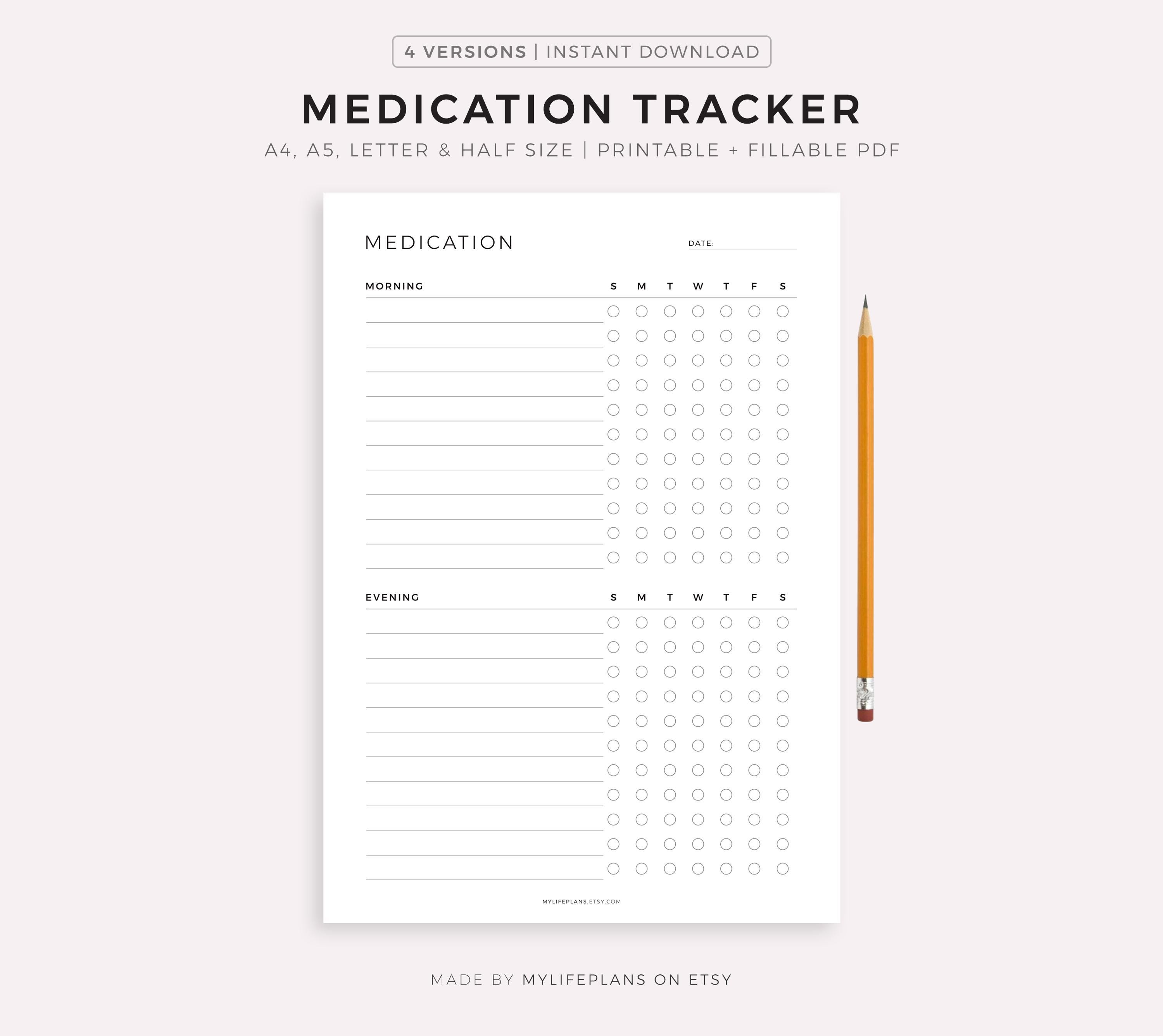 Daily Medication Tracker Printable, Medication Intake Reminder ...