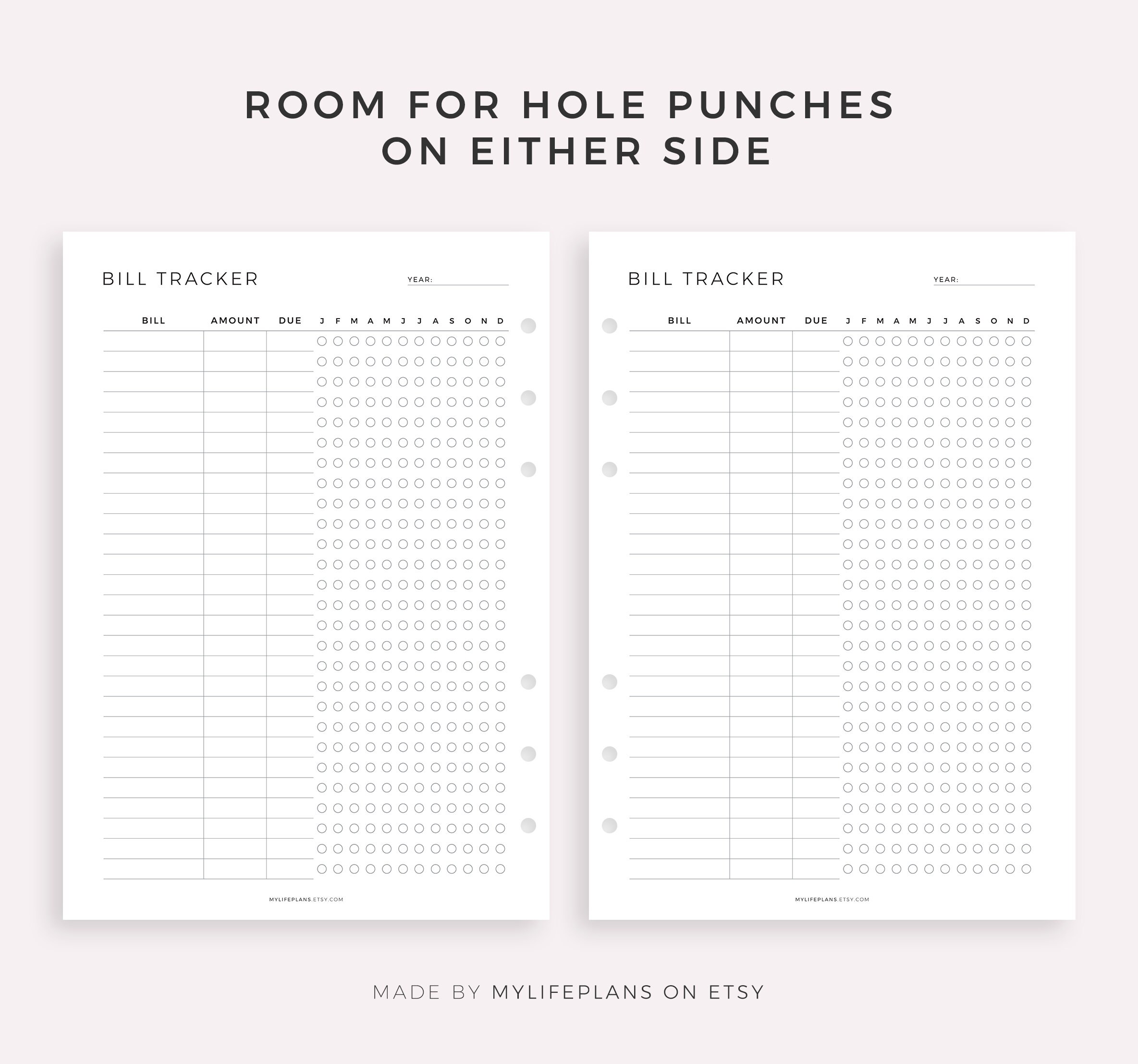 Printable Bill Tracker Template, Bill Organizer, Monthly Yearly Bill ...