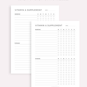 Daily Vitamin Tracker Printable, Supplement Checklist, Vitamin İntake ...