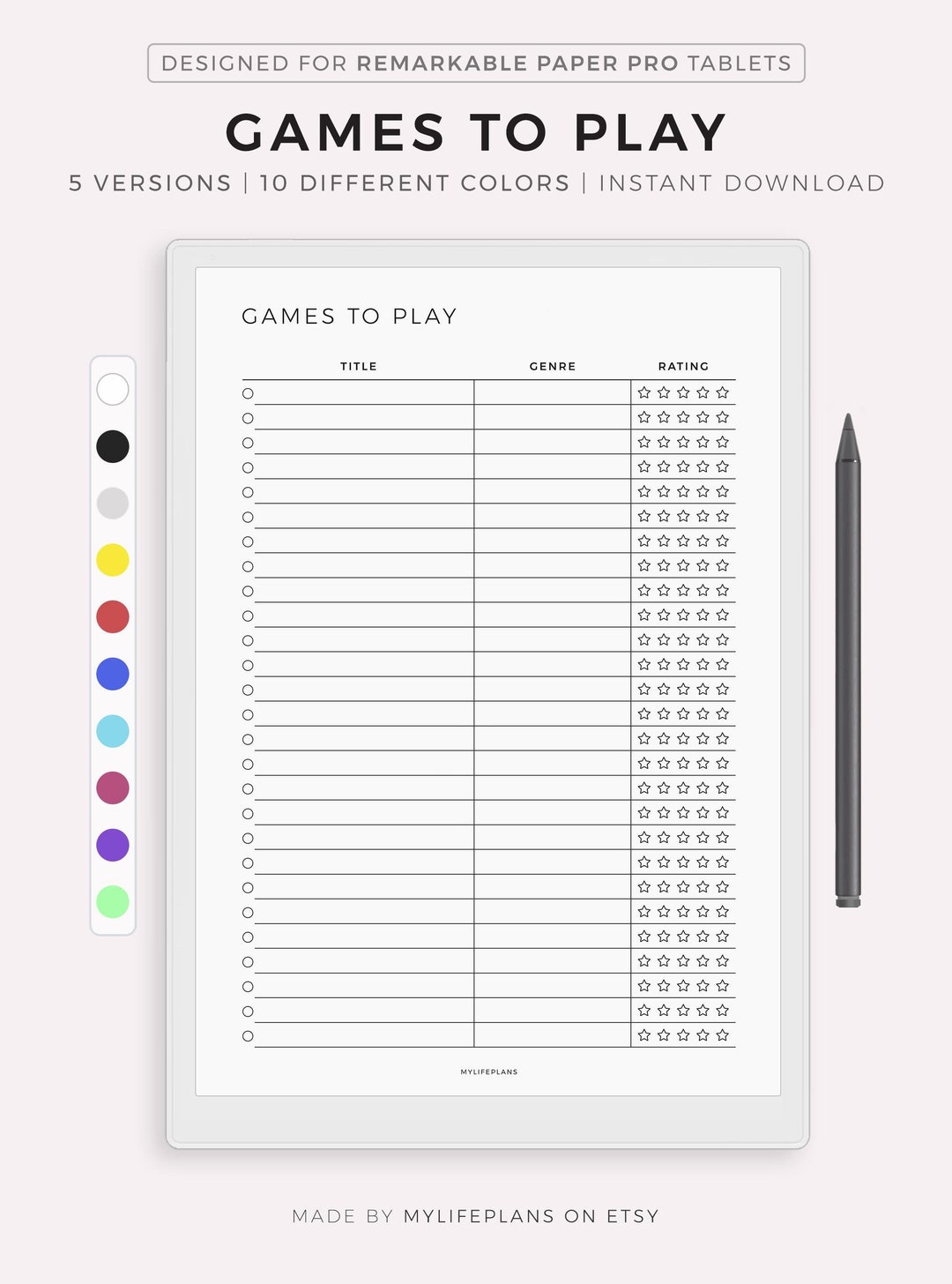 Video Games to Play, Gaming Journal, Gamer Log, Compatible With ...