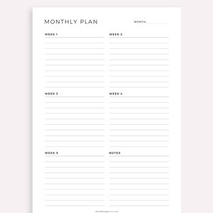 Monthly Task List, Monthly Planning Printable, to Do List Template, A4 ...